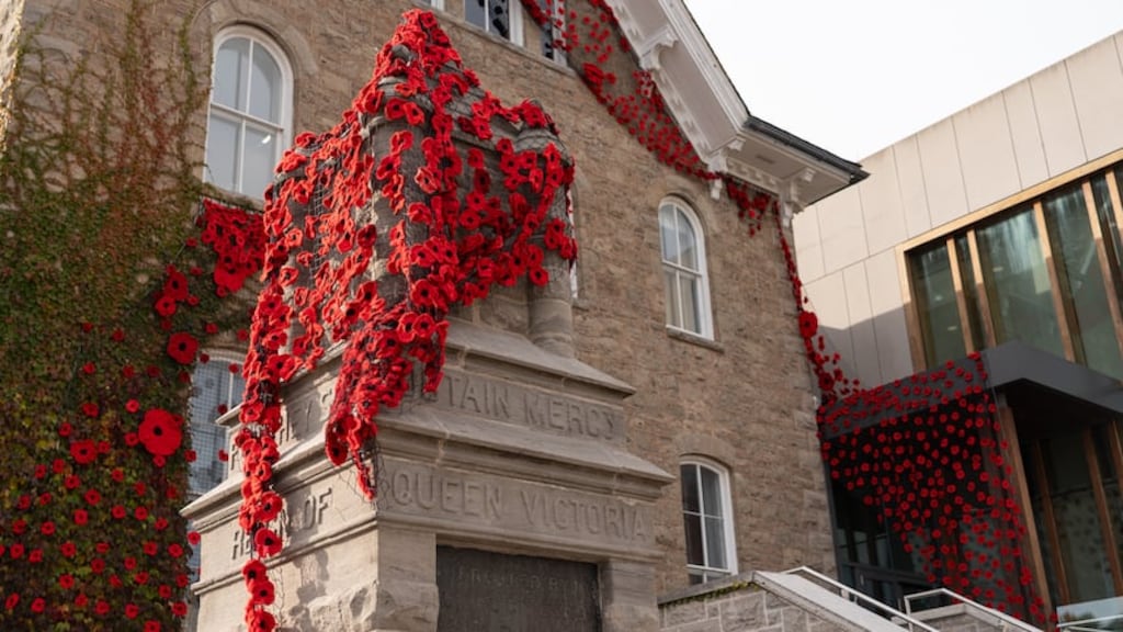 Thousands of knitted poppies cover buildings across Niagara for ...