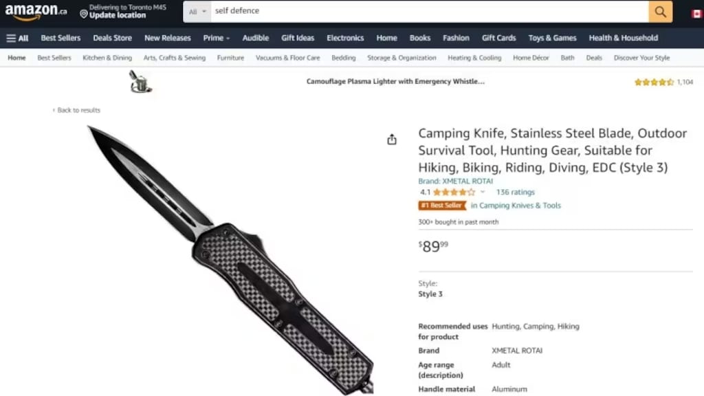 This illegal switchblade was a ’bestseller’ on Amazon.ca until it was ...