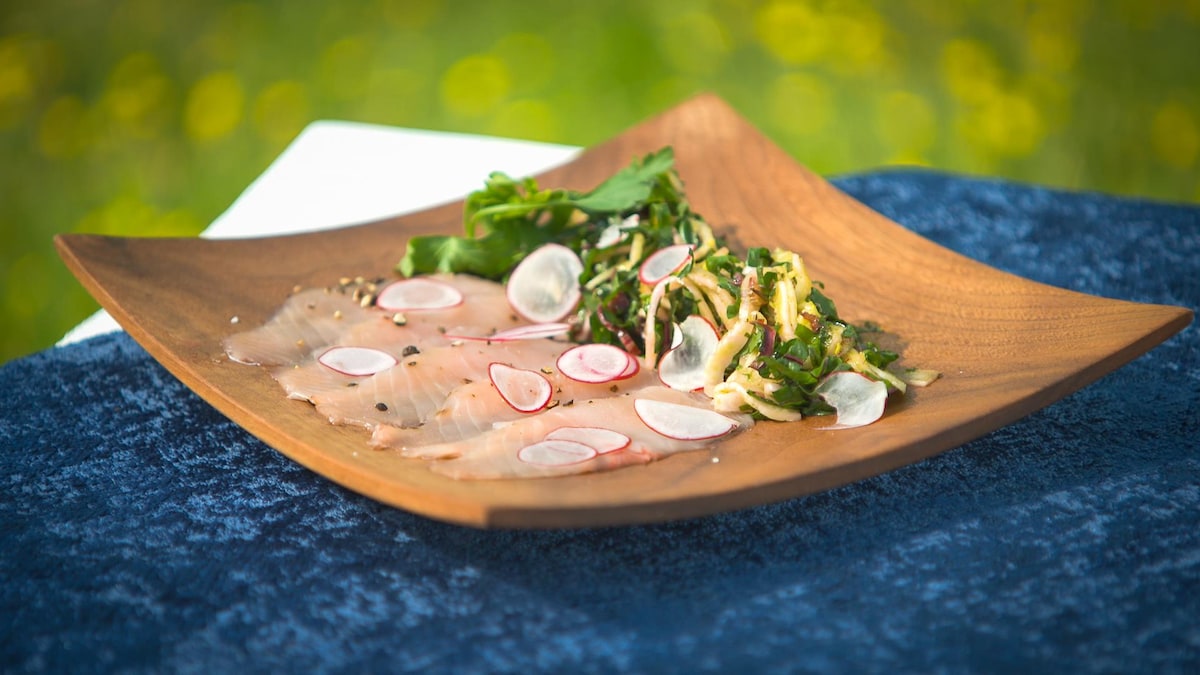 Carpaccio de ouananiche et salade de fenouil et bette à carde | Mordu