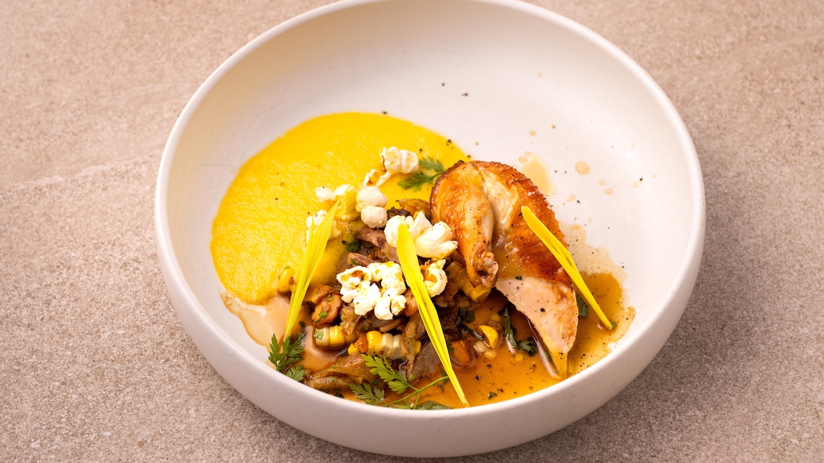 Perdrix sur coffre, jus à l’estragon et salade tiède de cuisses ...
