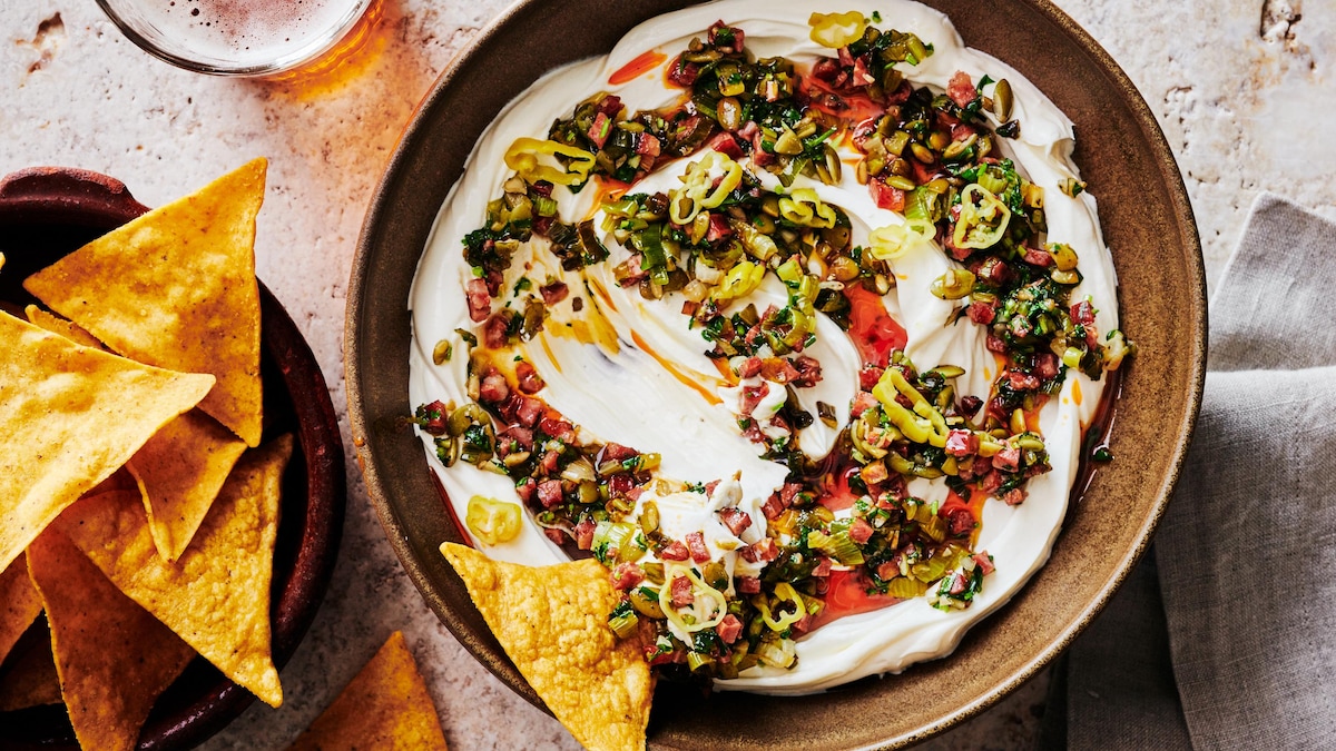 Trempette au fromage à la crème, au chorizo et aux oignons verts | La ...