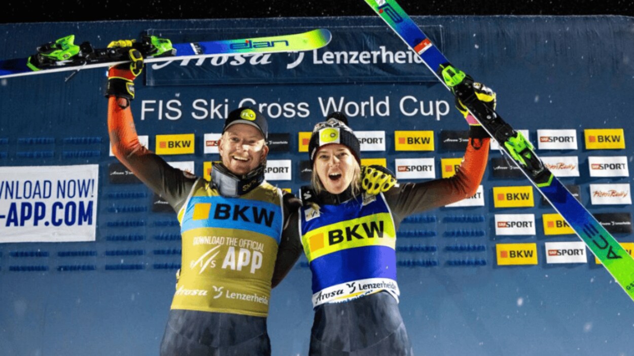 Deux Canadiens, le frère et la sœur, triomphent en ski cross à Arosa ...