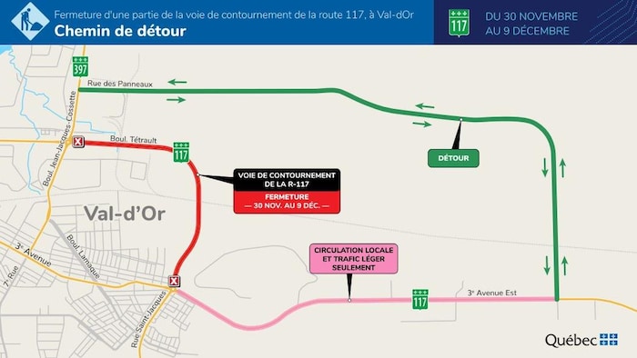 Une portion de la route 117 fermée temporairement à Val-d’Or dès ...