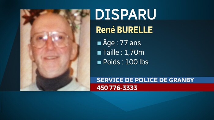 René Burelle toujours porté disparu à Granby | Radio-Canada