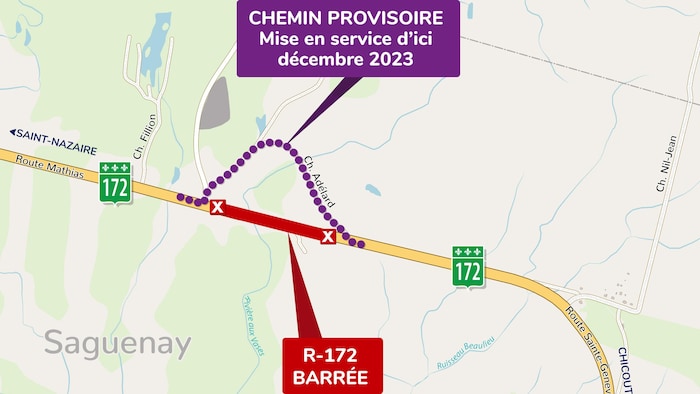 Un chemin temporaire en préparation pour contourner la route 172 ...