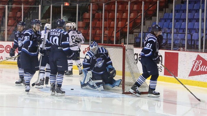 Alexis Shank dans les buts des Sags | Radio-Canada