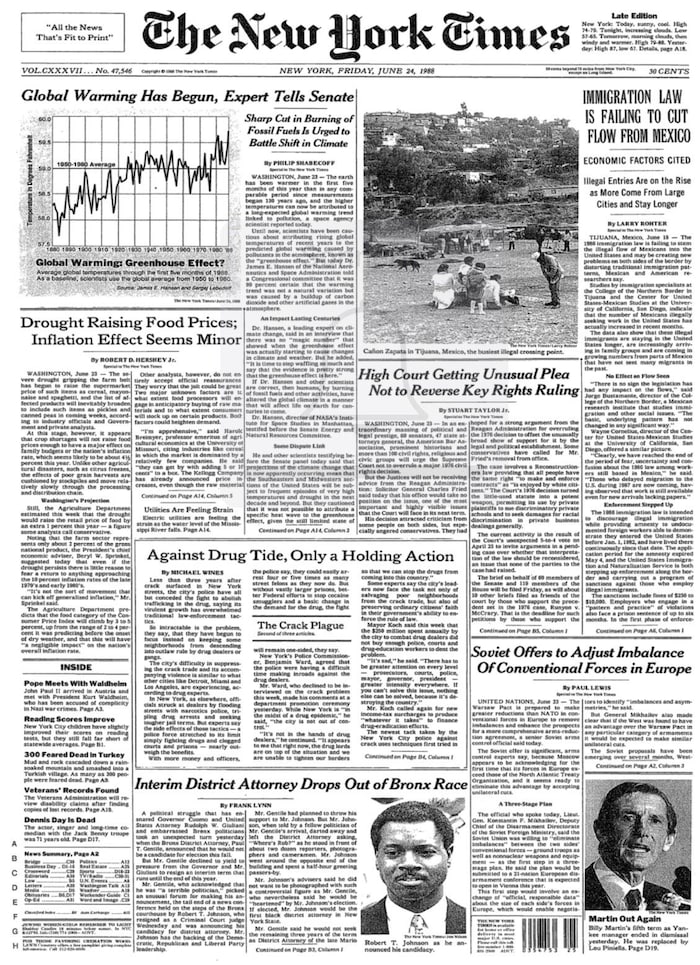 Changements climatiques : il y a 30 ans, James Hansen de la NASA tirait ...