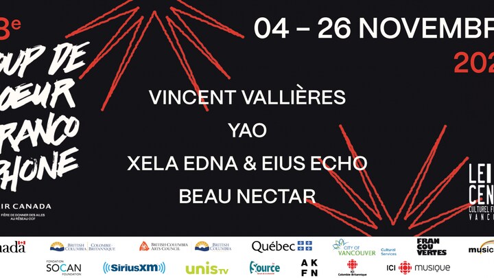 Quatre artistes sur la scène du Coup de coeur francophone de Vancouver ...