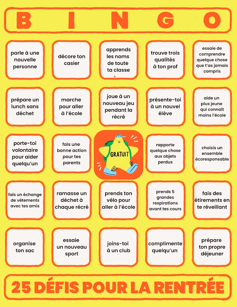 Bingo de la rentrée : 25 défis pour commencer l’année en beauté! | MAJ ...