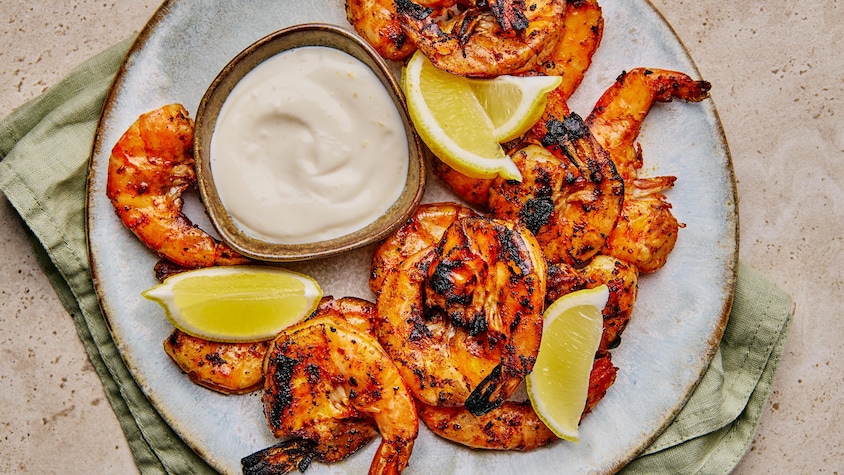 Crevettes grillées épicées, mayonnaise au citron | Mordu
