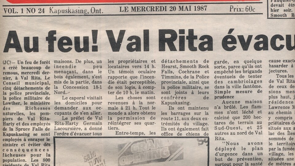Le 13 mai 1987, un feu de forêt forçait l'évacuation de Val Rita ...