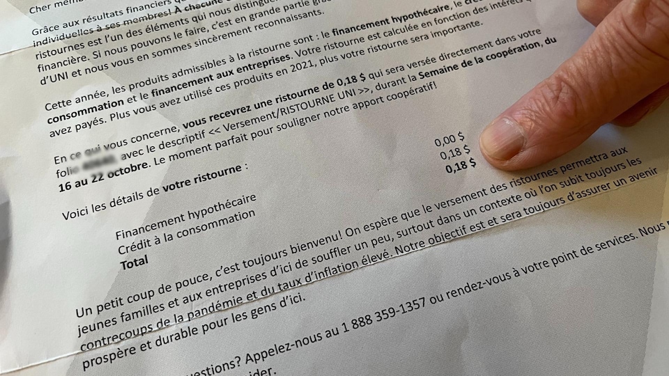 UNI Coopération financière : une ristourne de 18 cents pour un membre ...