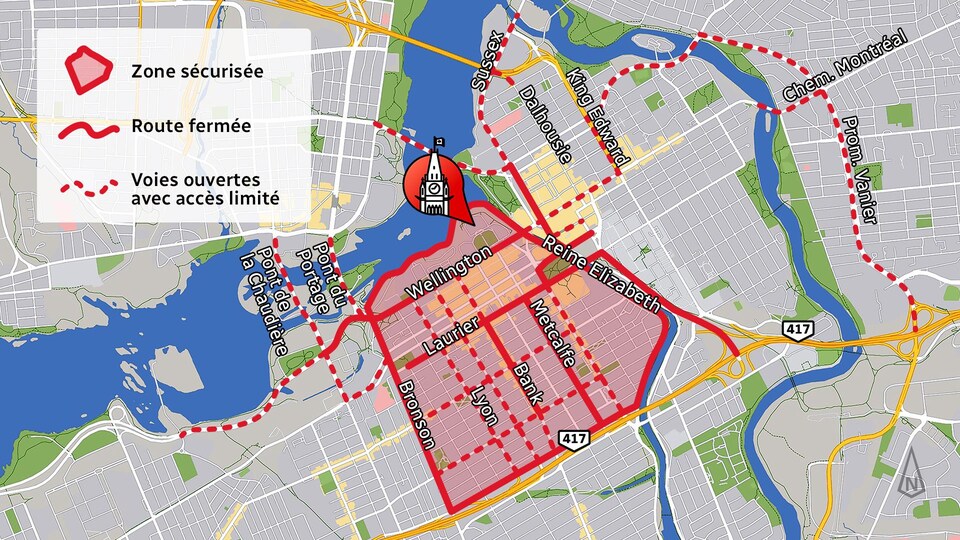 La police d’Ottawa établit un périmètre de sécurité au centre-ville ...