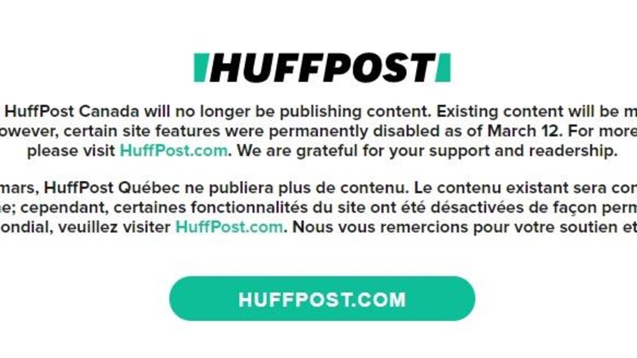 Le HuffPost Québec et le HuffPost Canada cessent leur publication ...