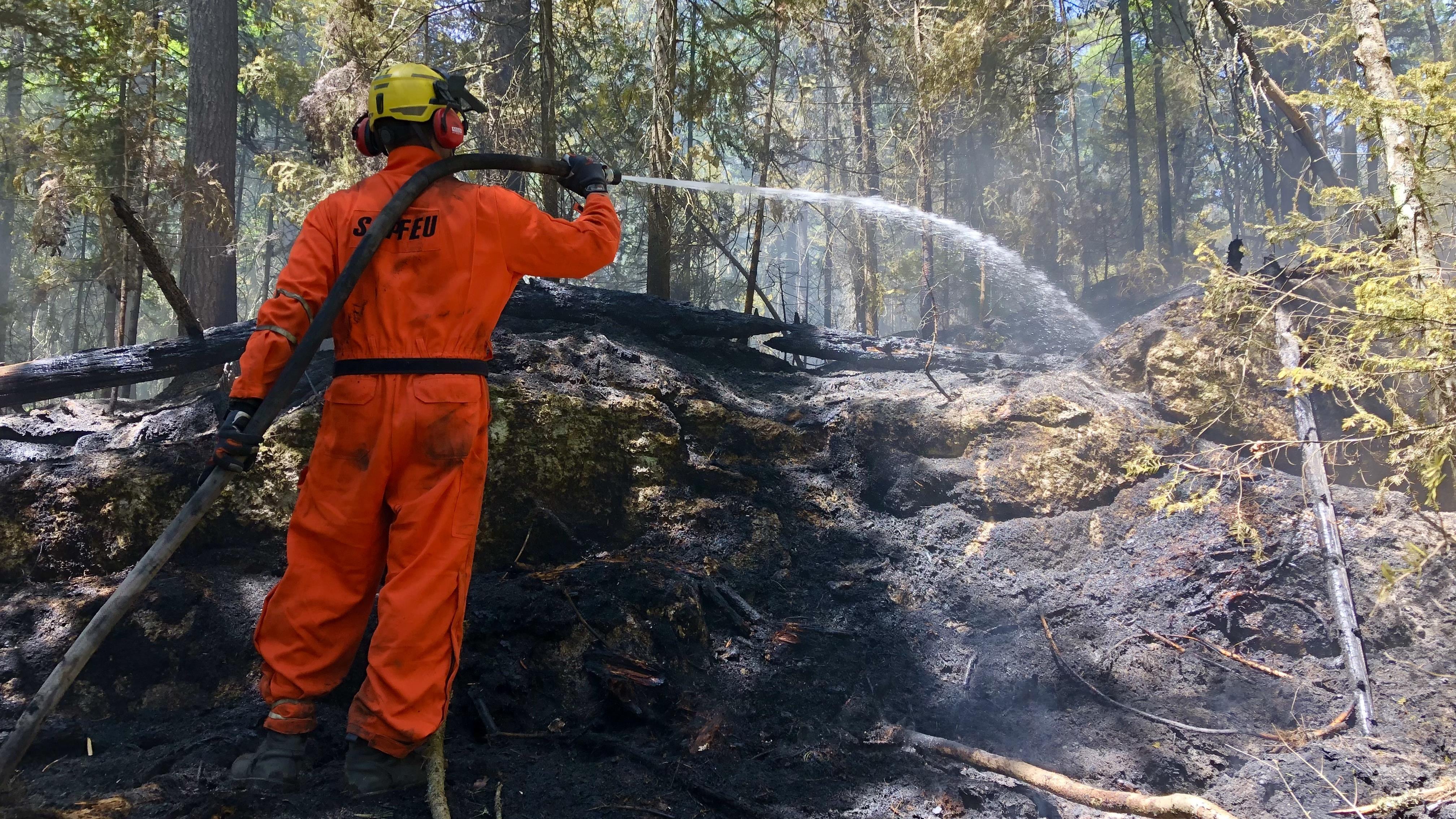 Des pompiers forestiers de trois provinces à l’œuvre au nord de Baie ...