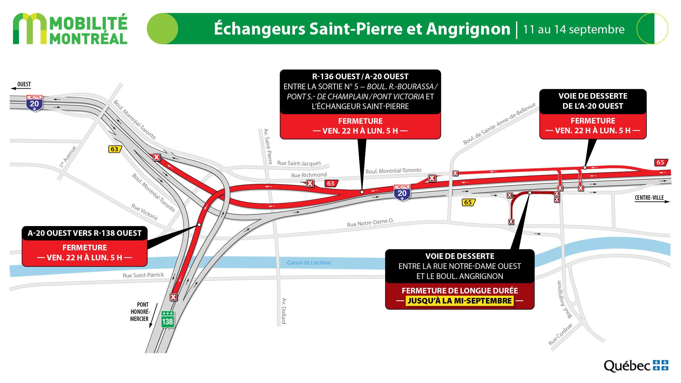 L’A-20 ouest à éviter tout le week-end du centre-ville jusqu'au pont ...